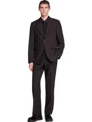 Sandro Virgin Wool Suit Jacket - Chocolate