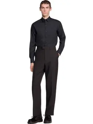 Sandro Virgin Wool Straight-fit Suit Trousers - Chocolate