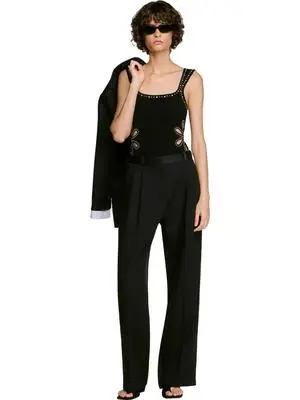 Sandro Studded Knit Bodysuit - Black