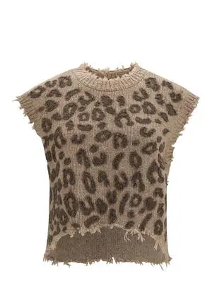 R13 Anial-print Cashere Vest Feale - Beige