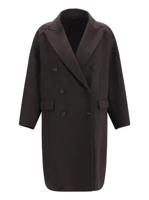 Brunello Cucinelli Cashmere Double Breasted Coat - Brown