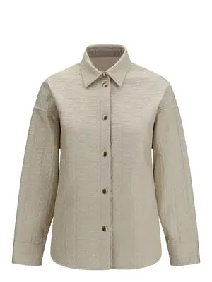 Moncler Quilted Chain Motif Padded Shirt Jacket - Cream