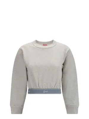 Kenzo Cropped Sweatshirt With Embroidered Logo - Grey