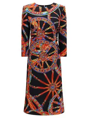 Dolce & Gabbana Carretto Print Charmeuse Dress Multicolour