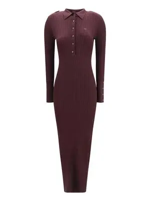 COURREGES Rib Knit Polo Long Dress - Bordeaux