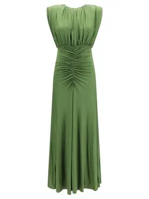 SELF-PORTRAIT Jersey Gathered Maxi Dress Green