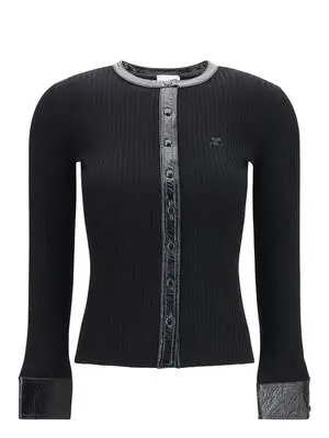 COURREGES Vinyl And Knit Cardigan - Black