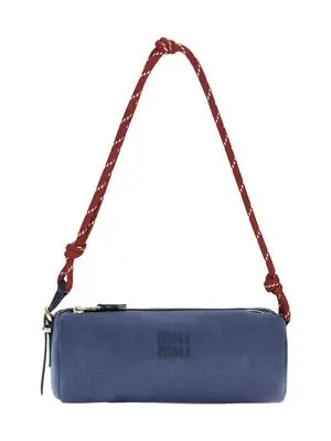 Miu Miu Embroidered Logo Shoulder Bag Blue