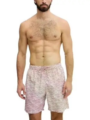 Paul & Shark Shark-print Drawstring Swim Shorts - Pink