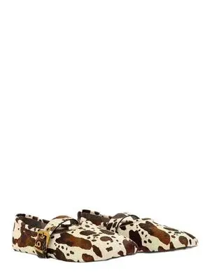 ALLSAINTS Sabine Cow-print Buckled Ballet Flats - Neutrals