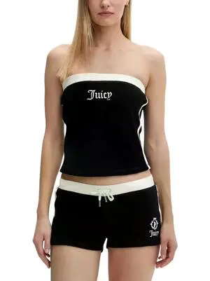 Juicy Couture Logo Embroidered Strapless Blouse - Black