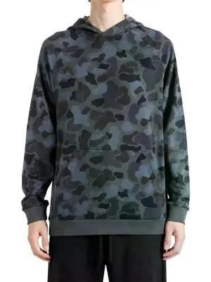 FREE FLY Camouflage-print Raglan-sleeve Hoodie - Blue