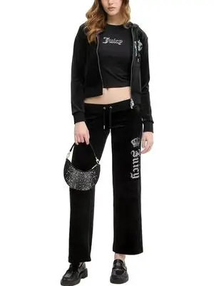 Juicy Couture Rhinestone Embellished Zip-up Hoodie - Black