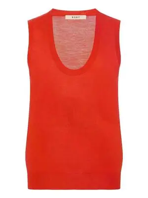 6397 Fine-knit Scoop-neck Vest - Orange