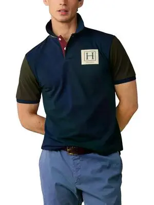 HACKETT LONDON Union Jack Colour-block Polo Shirt - Blue
