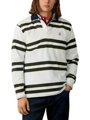 HACKETT LONDON Stripe-print Long-sleeve Polo Shirt - White