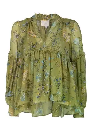 CINQ À SEPT Edeline Floral-print Ruffled Blouse