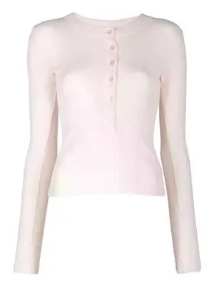 Citizens Of Humanity Citizens Of Humanity Ribbed Knit Henley Top Pink