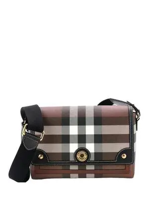 Burberry Note Check Canvas And Leather Medium Crossbody Bag - Black