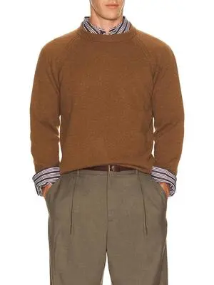 Saint Laurent Cashmere Raglan Sleeve Crewneck Sweater - Brun