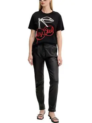 Desigual Cherry Embroidered T-shirt - Black