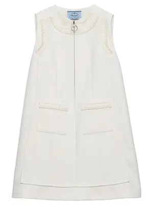 Prada Embroidered Natté Fabric Mini-dress - White