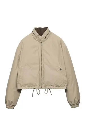 Prada Cropped Technical Poplin Down Jacket - Neutral