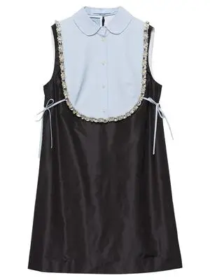 Prada Embroidered Taffeta Mini-dress - Black