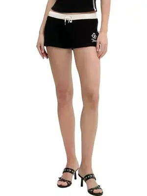 Juicy Couture Logo-embroidered Side-stripe Mini Shorts - Black