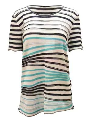 Emporio Armani Striped Knit T-shirt - Neutrals
