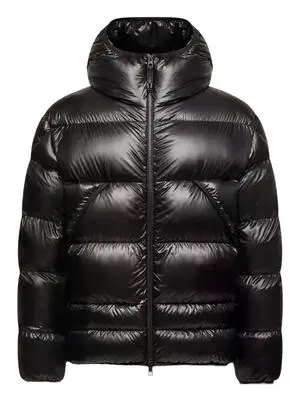 Moncler Quilted Hooded Jacket With Logo Patch - Black
