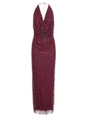 ROTATE BY BIRGER CHRISTENSEN Sequins Halterneck Dress - Deep Red