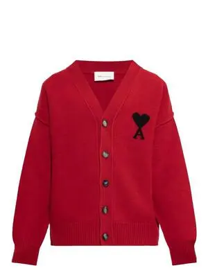 AMI Ami Paris Ami De Coeur Logo Intarsia-Knit Cardigan