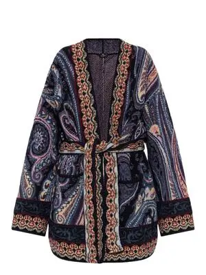 ETRO Etro Belted Paisley Knit Cardigan
