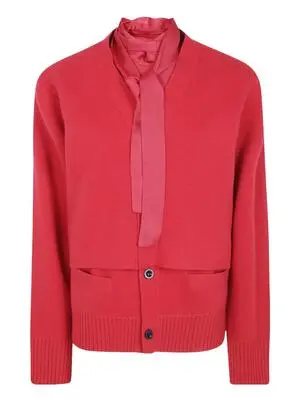 Sacai Tie-fastening Layered Cardigan - Red
