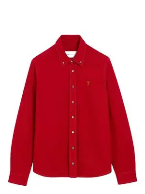 AMI Paris Red Cotton Shirt With De Coeur - Ruby Red