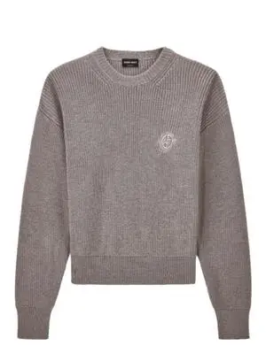 Giorgio Armani Virgin Wool Half Cardigan Stitch Sweater - Beige