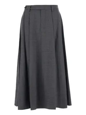 Brunello Cucinelli Pleated Midi Skirt - Grey