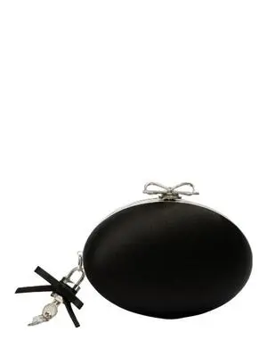 SELF-PORTRAIT Satin Oval Clutch - Black