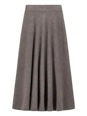 Emporio Armani A-line Knitted Maxi Skirt With Elasticated Waistband - Brown
