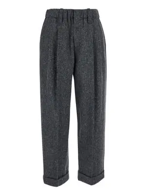 Brunello Cucinelli 7/8-length Elasticated Waistband Trousers - Black