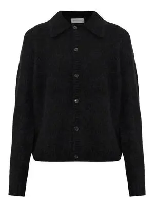 Dries Van Noten Long Sleeved Cardigan With Collar - Black