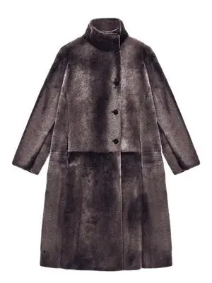 Giorgio Armani Button-up High Neck Coat - Brown