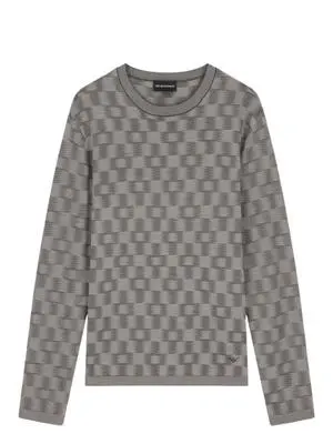 Emporio Armani Signature Capsule Pattern-knit Virgin Wool Jumper - Grey