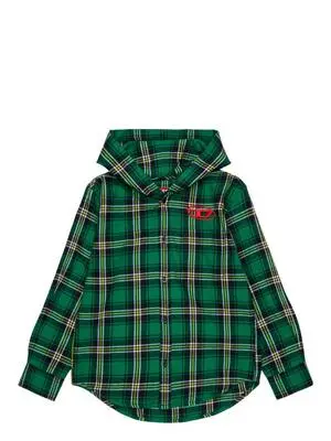 DIESEL® Check-pattern Hooded Shirt - Green