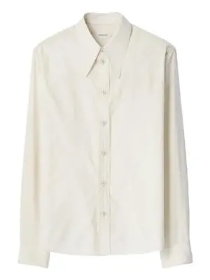 LEMAIRE Pointed Collar Shirt In Washed Cotton Silk - Light Frost