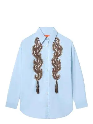LA DOUBLEJ Peony Placéee Embroidered Cotton Shirt