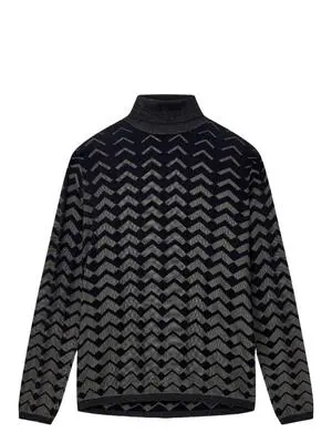 Emporio Armani Turtleneck Sweater With Chevron Pattern - Black