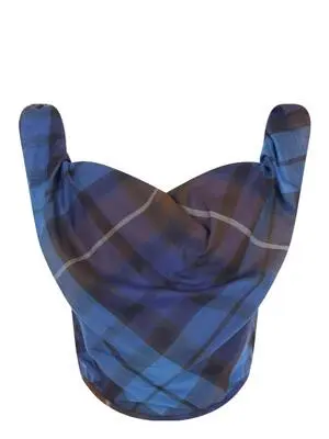 VIVIENNE WESTWOOD Draped Check Top - Blue