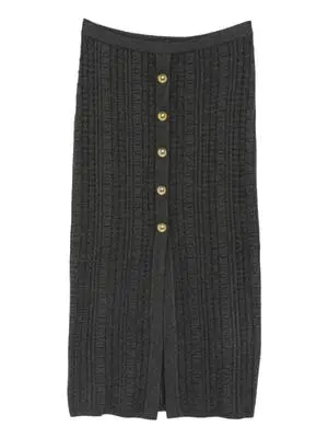 TWINSET Cable-knit Button-front Midi Skirt - Grey